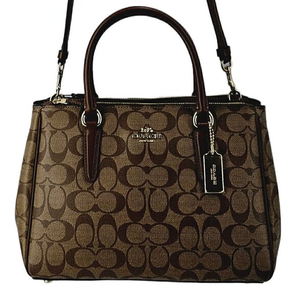 Coach | Bags | Coach F6726 Surrey Carryall Kakhi Sign Canvas Saddle ...